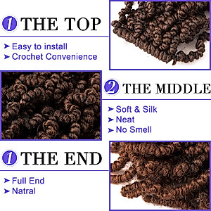 3 Packs 10 inch Ombre Synthetic Crochet Braids - Pre-twisted Fluffy Curly Hair Extensions 15 strands/pack (T1B/30#)