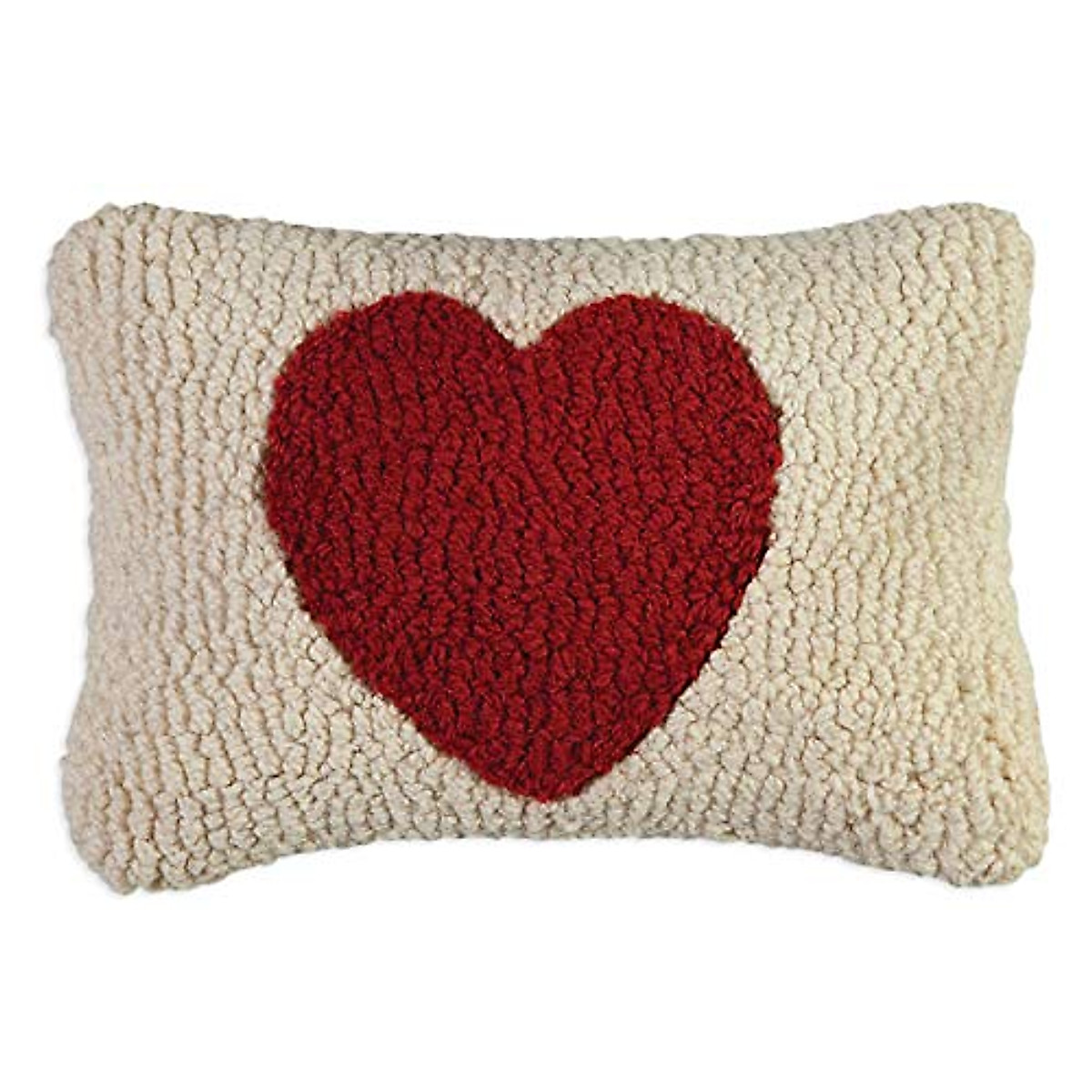Chandler 4 Corners Artist-Designed Red Heart Hand-Hooked Wool Decorative Throw Pillow (8” x 12”)