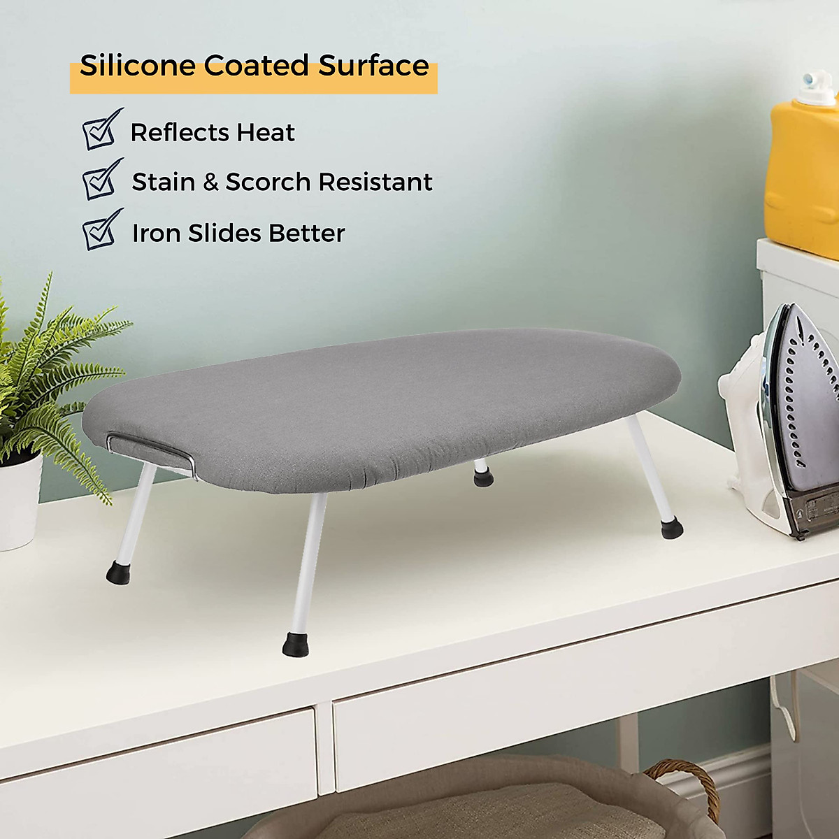 SAVUK 12 X 30 inch Smart Table top Ironing Board Cover and Pad with Standard Size, Fits Small, Mini Board, Extra Thick Padding, Elastic Cord, Heat Resistance (Replacement Cover and Pad 12"x30")