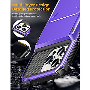 TITACUTE for iPhone 14 Pro Case 6.1 Wallet 5 Credit Card Holder ID Slot Flip Cover Design Back Pocket Scratch Resistant Hard Shell TPU Hybrid Protective Bumper Armor for iPhone 14 Pro Purple