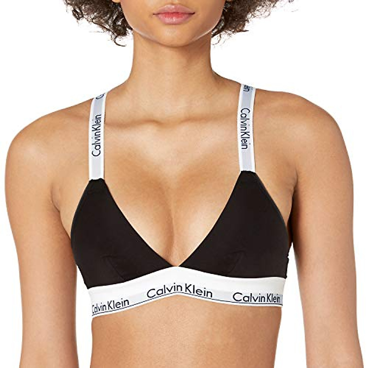 Calvin Klein Women's Modern Cotton Unlined Triangle Crossback Bralette, Black, X-Large