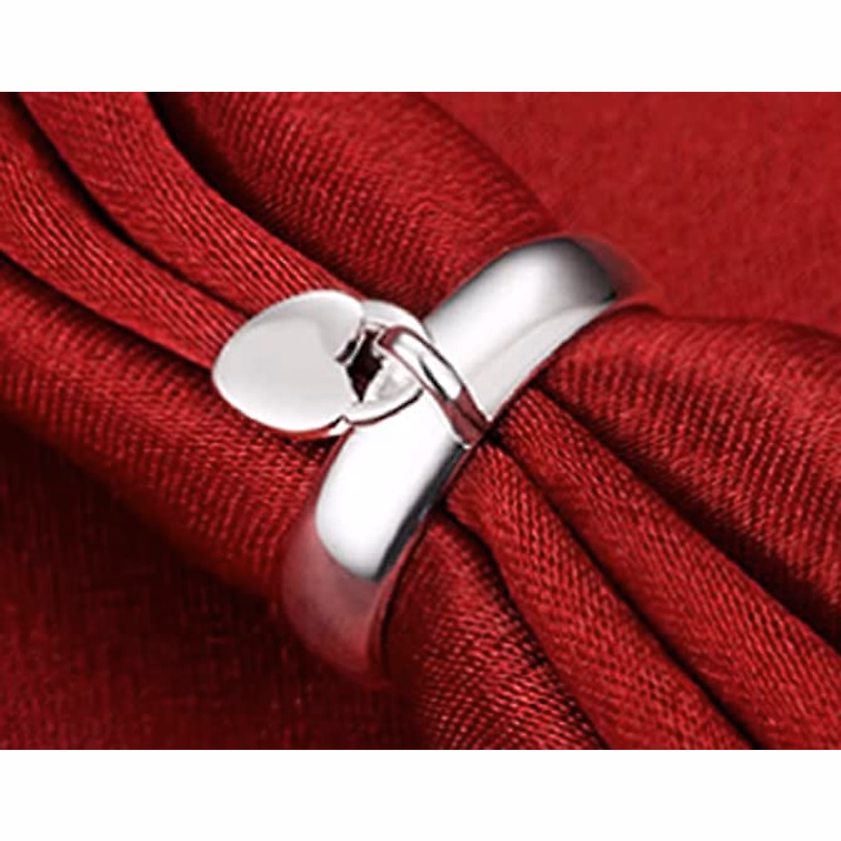 Awmnjtmgpw 925 Sterling Silver heart-shaped hanging heart lock Classic women's ring ring general fashion ring size 6-10 (Size 10)