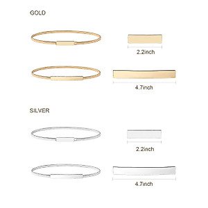 BABEYOND Metal Waistband Skinny Belt Elastic Waist Strap Stretchy Belt for Dress (Style-1-gold, Large (30.1"-34.1"))