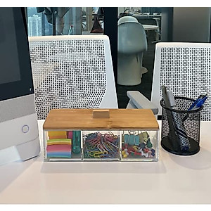 Kornerstore Compartment Organizer with Bamboo Lid - an Organizer and Storage Solution for Bathroom, Countertop - Qtip, Bathroom Accessories, Lash, Cotton Swabs, Coffee Pods, Tea Bags