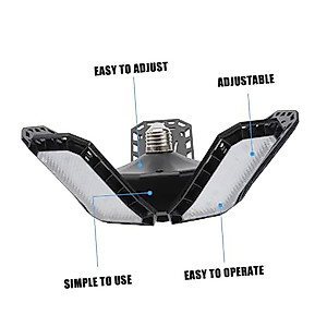 SOESFOUFU Folding Garage Light Garage Lights LED Panel LED Garage Ceiling Light Garage 5 Panel Lights Garage Folding Light Warehouse Ceiling Light Garage Warehouse Light Black Plastic