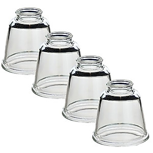 LIGHTACCENT Clear Glass Ceiling Fan Light Covers, Glass Lamp Shade Replacement for Ceiling Fans with Lights, Ceiling Fan Globe Replacement, Fan Light Cover, Black Light, 4-Pack Set of 4