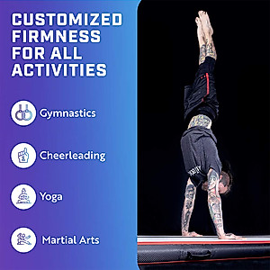 AirTrack 16’ Pro Inflatable Gymnastics Mat with Air Pump | Extra Large Tumbling Mat | Compact Home Gym Exercise Equipment | 5ft x 16ft x 8 Inch Thick Tumbling Air Mat