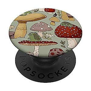 Cute Cottagecore Frog and Mushroom Vintage PopSockets Swappable PopGrip