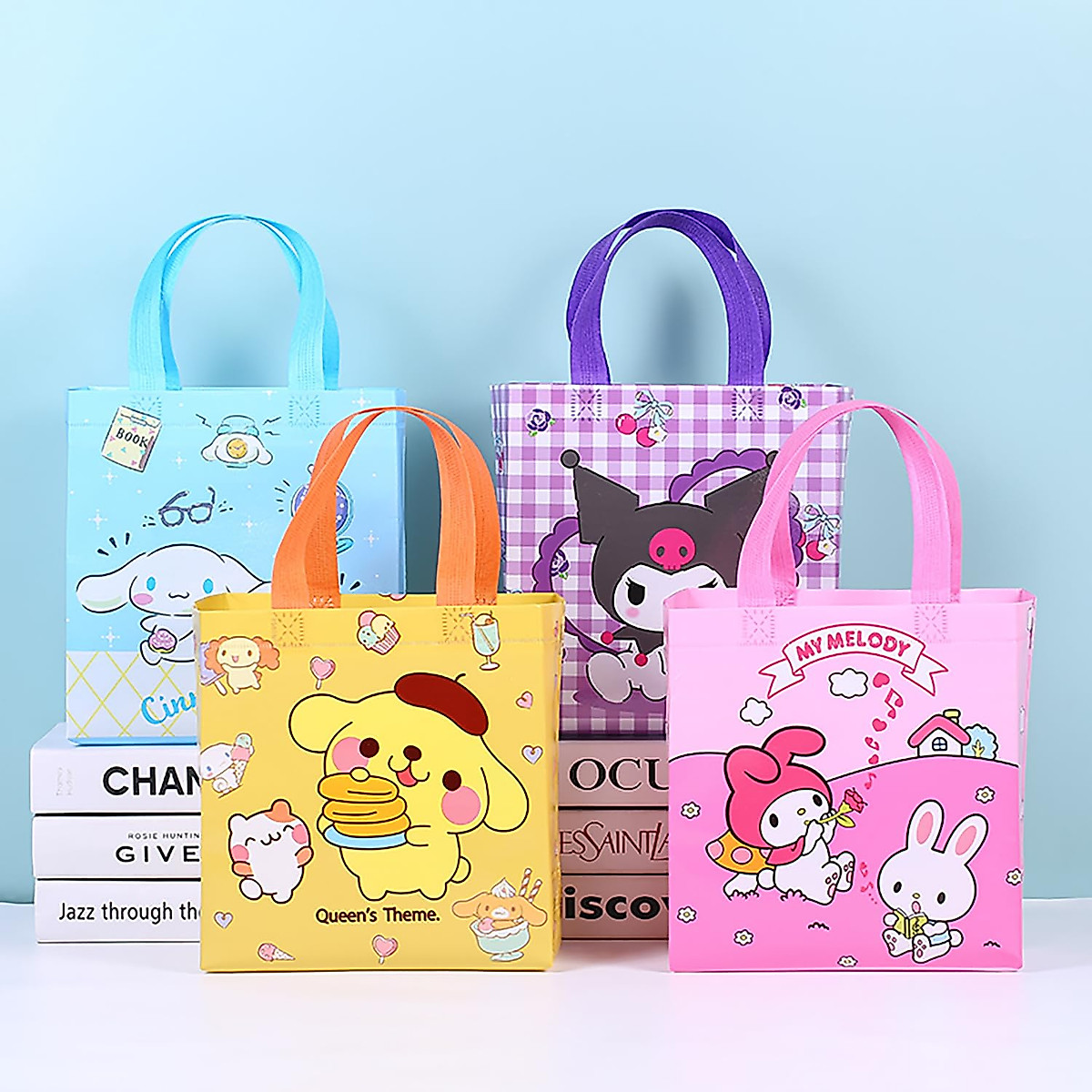 16 Pcs Cinnamo Dog Meledy Cartoon Kawaii Party Favor Bags with Handles, Non-Woven Reusable Goodie Bags Treat Tote Gift Bags for Kids Boys Girls Birthday, Baby Shower,Birthday Party Decorations