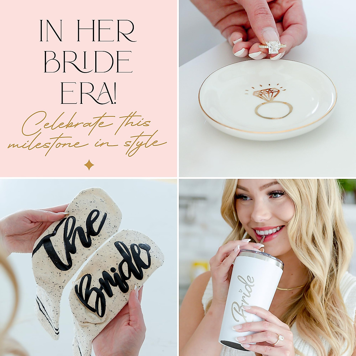 Newlywoo Engagement Gift for Bride Box – Gifts for Brides to Be, Engagement Gifts for Her, or Bachelorette Gifts! All-in-One Bride Gift with Bride Tumbler, Socks, Candle & more!