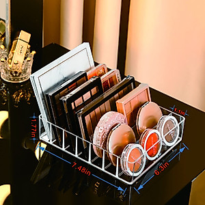 LoengMax Makeup Organizer, Eyeshadow Palette Organizer, 7 Section Acrylic Divided Palette Holder, for Eyeshadow Palettes, Contour Kits, Blush(Clear, 7.48x 6.3 x 1.77 in)
