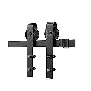 Barn Door Hardware kit 6/6.6ft Sliding Barn Door Hardware Kit, Mechanism Antique Upgraded Version Carbon Steel Fit, 45"-48" Panel Interior Doors (Color : 1, Size : 6FT(183CM))