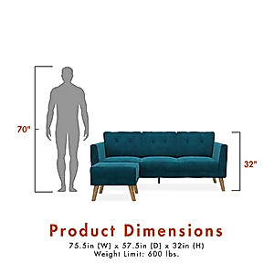 CosmoLiving by Cosmopolitan Gloria Upholstered Sofa, Blue