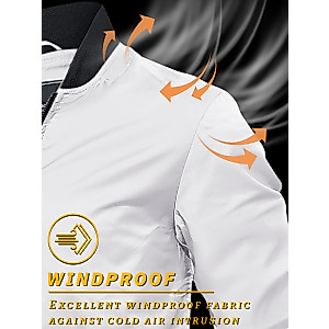 TACVASEN Mens Jackets Casual Stylish Varsity Jackets for Men Fashion Men's Windproof Bomber Jackets Mens Lightweight Jackets Track Jacket Men White M