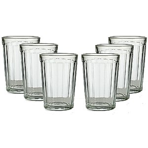 Russian Hot Tea Drinking Paneled Glass Granyoniy 200 ml for Hot/Cold Liquids fits Holder Podstakannik Vintage USSR Set of 6