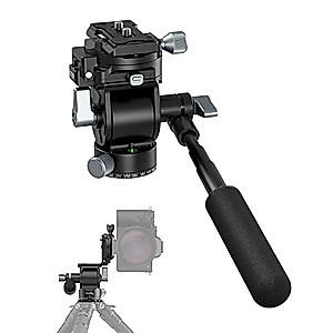 SmallRig Video Head for Vertical/Horizontal Shooting, Tripod Pan Tilt Fluid Head with Telescopic Handle and Switchable QR Plate for Arca, Max Load 5kg / 11Ibs for Camcorder, Mirrorless, DSLR - 4104