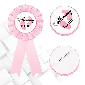 2 Pieces Daddy and Mom Be Tinplate Badge Pin Gender Reveal Button Pins New Daddy Mom Gifts for Baby Shower Party Celebration (Pink)