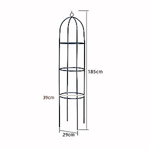 Metal Garden Obelisks Trellis for Climbing Plants Outdoor,1.85m Plastic-Coated Steel Frame Trellis Planter,for Rose Vine (Black)