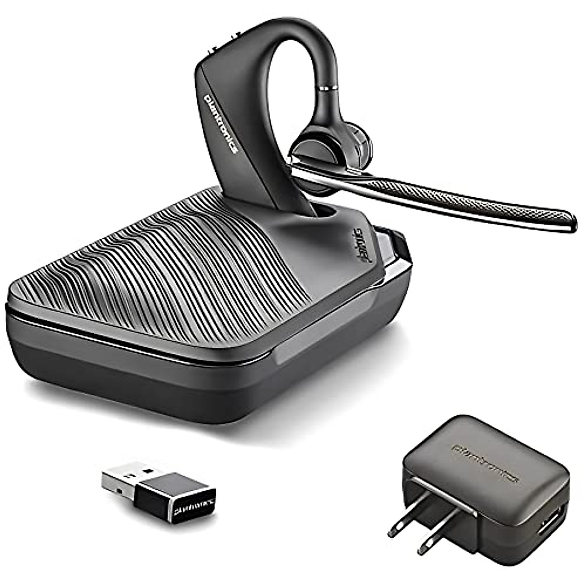 Plantronics Voyager 5200-UC Bluetooth Headset Bundle w/Bonus Wall Charger #206110-01-B | for Smartphones PC MAC Using RingCentral Software or App