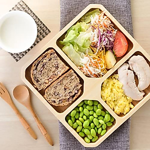 La Boos Square Dish Healthy Separation Plates, Cereals, Cegetables, Protein, Keep Health Ratio Per Meal, Lunch Plate, Dinner Dish (Square Dish)