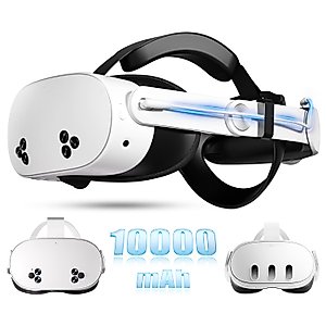 Saqico Head Strap Battery Compatible with Meta Quest 3S/Quest 3-10000mAh Elite Strap with Battery Pack Extend Playtime - Enhanced Support for Quest 3S - Replacement Battery Head Strap Accessories
