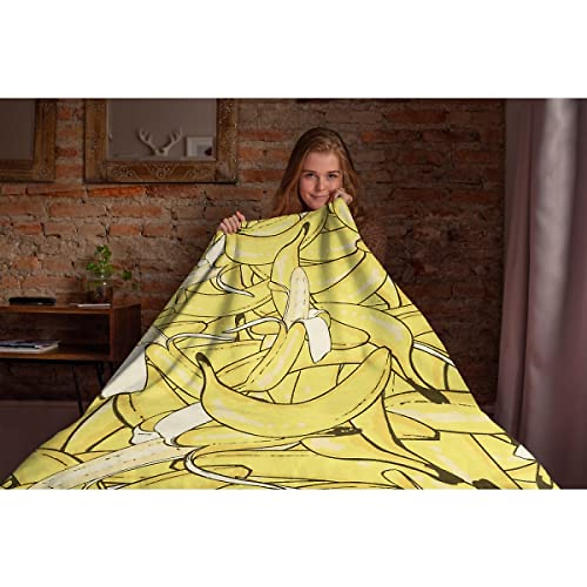 Banana Blanket Gift Soft Flannel Art Print Design Sofa Bed Practical Portable Adults Children Universal S 40 * 50 in for Kids/Child