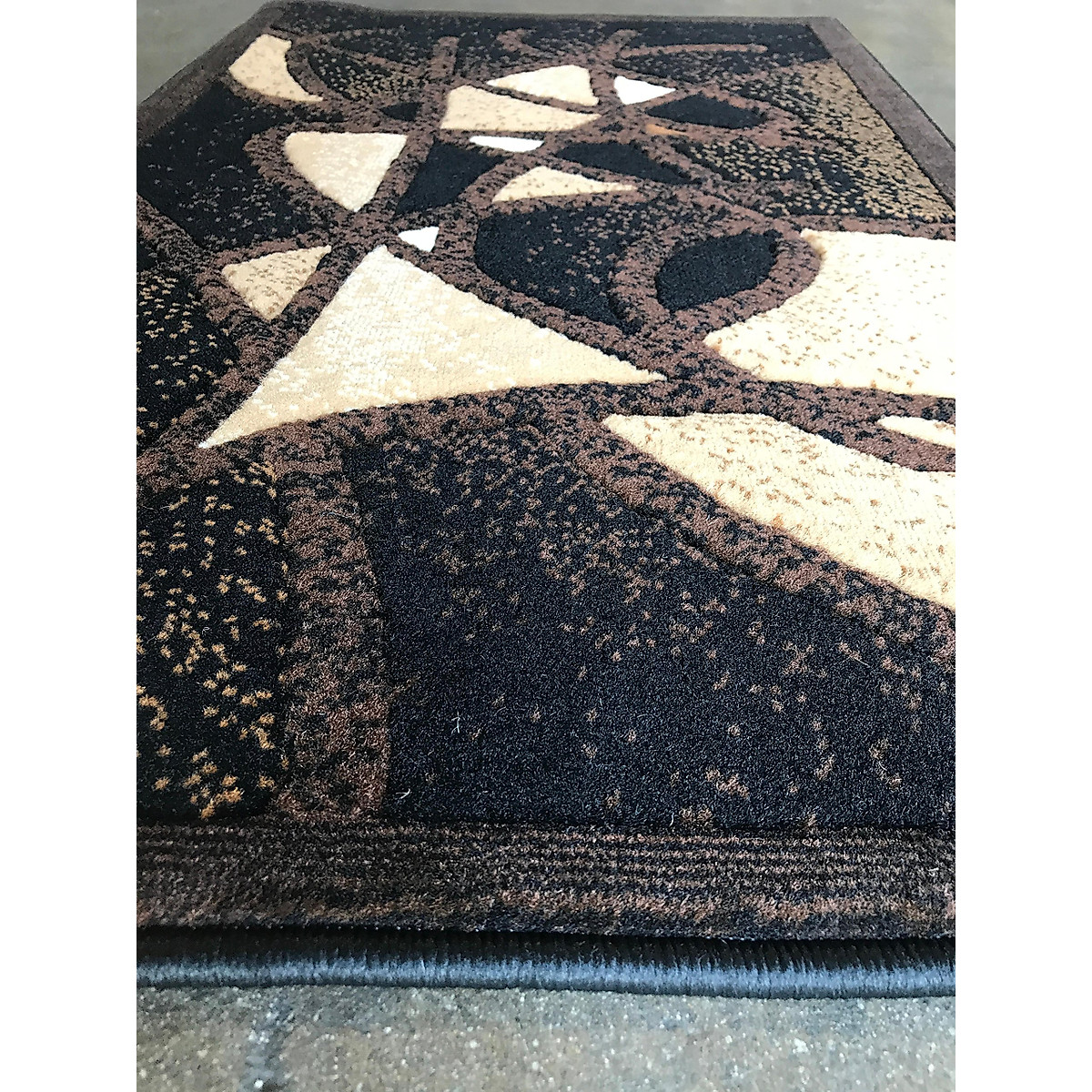 Modern Abstract Door Mat Rug Black Contemporary Design GL24 (2 Feet X 3 Feet 4 Inch)