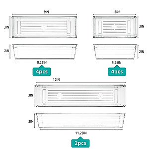 Backerysupply Clear Plastic Drawer Organizer Tray for Vanity Cabinet (Set of 10),Storage Tray for Makeup, Kitchen Utensils, Jewelries, and Gadgets