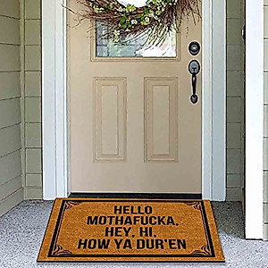 Hurdorak Doormat Hello Mothafucka, Hey, Hi, How Ya Dur'En Welcome Mats for Front Door Mat Non Slip Mats Indoor Decor Bathroom Mat Entrance Rug, 23.6 X 15.7 Inches, 6mm Thick