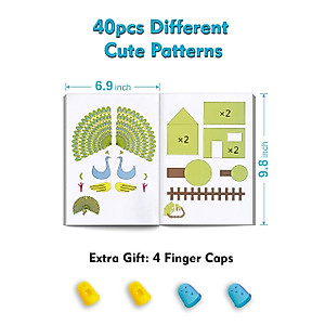 RIEOS 3D Printing Drawing Book, Reusable Colorful 40 Patterns Thick Paper Template with a Clear Plate, 3D Pen Painting Graffiti Template for Kids DIY Gifts