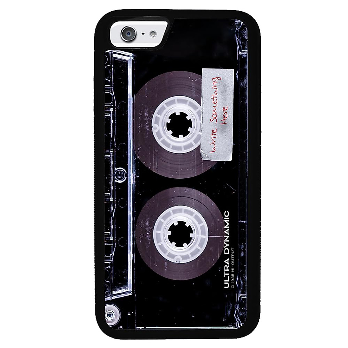 Cassette Tape Clear Black Personalized Black Rubber Phone Case Compatible with Apple iPhone 15 Pro Max Plus, 14 Pro Max Plus, 13 Pro Max Mini, 12 Pro Max Mini, 11, X XS Max, XR, 8 7 Plus