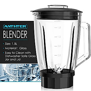 Anthter Professional Blenders For Kitchen, 950W High Power Blenders with Stainless Countertop, 50 Oz Glass Jar & 24-Ounce Smoothie Cup, Ideal for Puree, Ice Crush and Smoothies