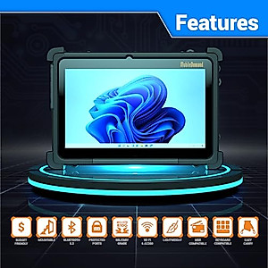 MobileDemand Flex 10B Rugged 10 inch Tablet with Windows 11 Pro Upgrade, Ultra Lightweight 3000mAh Battery 4GB, Tablet PC, Handheld PC with Handstrap for Rough Outdoor Work and Business Activities