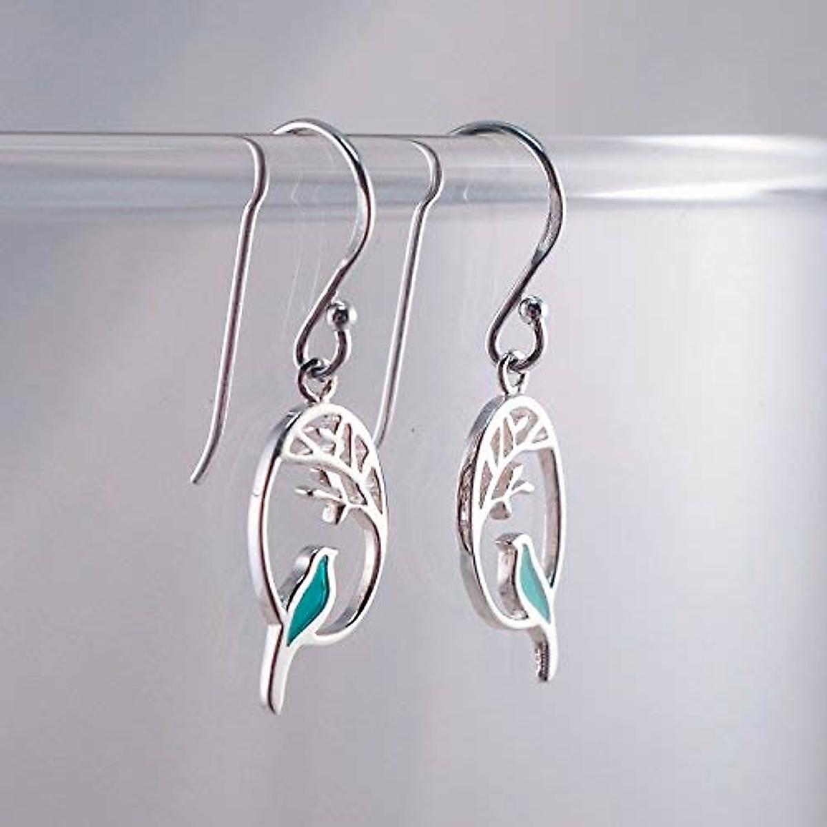 Boma Jewelry Sterling Silver Kelly Green Resin Bird Earrings