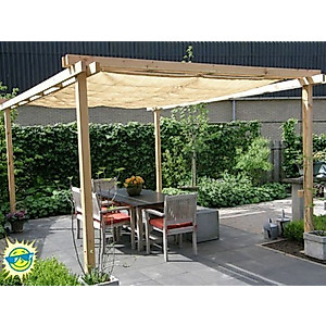 Shatex Shade Panel Block 90% of Sunlight with Ready-tie up Ribbon for Pergola Gazebo Porch 10ft (10x20ft)