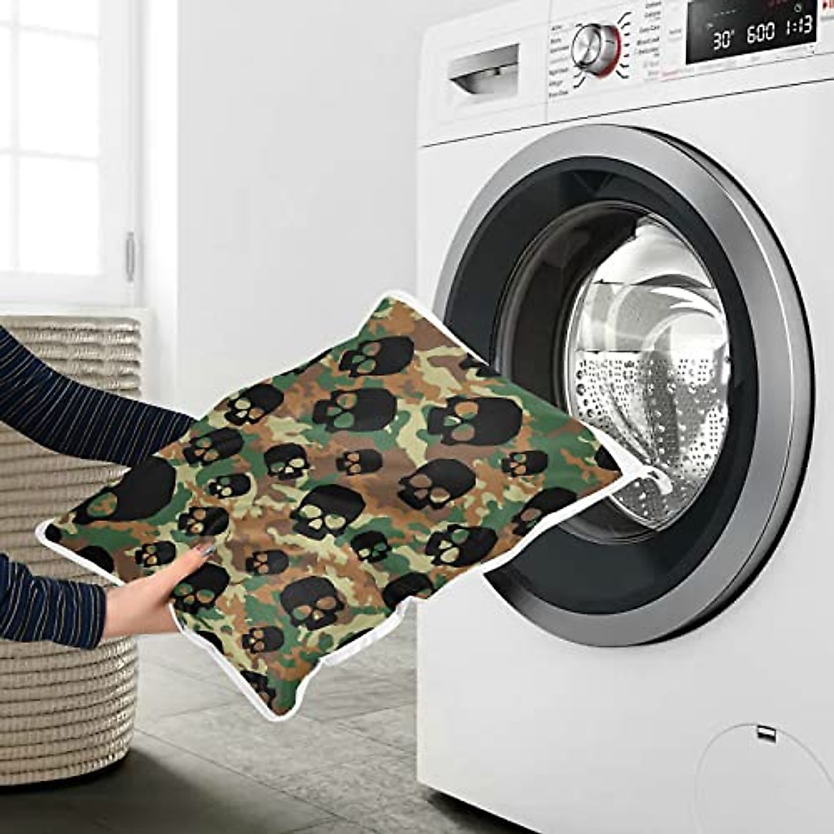 susiyo 2 Pack Mesh Laundry Bag, Camouflage Skull Washing Machine Wash Bags for Travel, Delicates Blouse, Underwear, Bra, Sweater, Baby Clothes (1Small+1Medium)