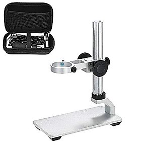Jiusion Aluminium Alloy Universal Adjustable Professional Base Stand Holder Desktop Support Bracket with Portable Carrying Case for USB Digital Microscope Endoscope Magnifier Camera
