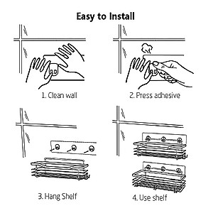 Orimade Adhesive Shower Caddy 2 Pack bundle with Adhesive Hook Sticker 2 Pack