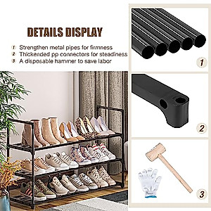 OYREL Shoe Rack for Closet Sturdy Storage Metal Organizer Entryway Shoes Over The Door Shelf Zapateras Free Standing Racks,3 Tier Large Rack, Black