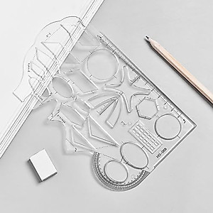 ulafbwur Multifunctional Ruler Geometric Ruler Clear Scale Multifunctional Bendable Drafting Tool Length Measurer for Students Protractor Bendable Ruler Clear