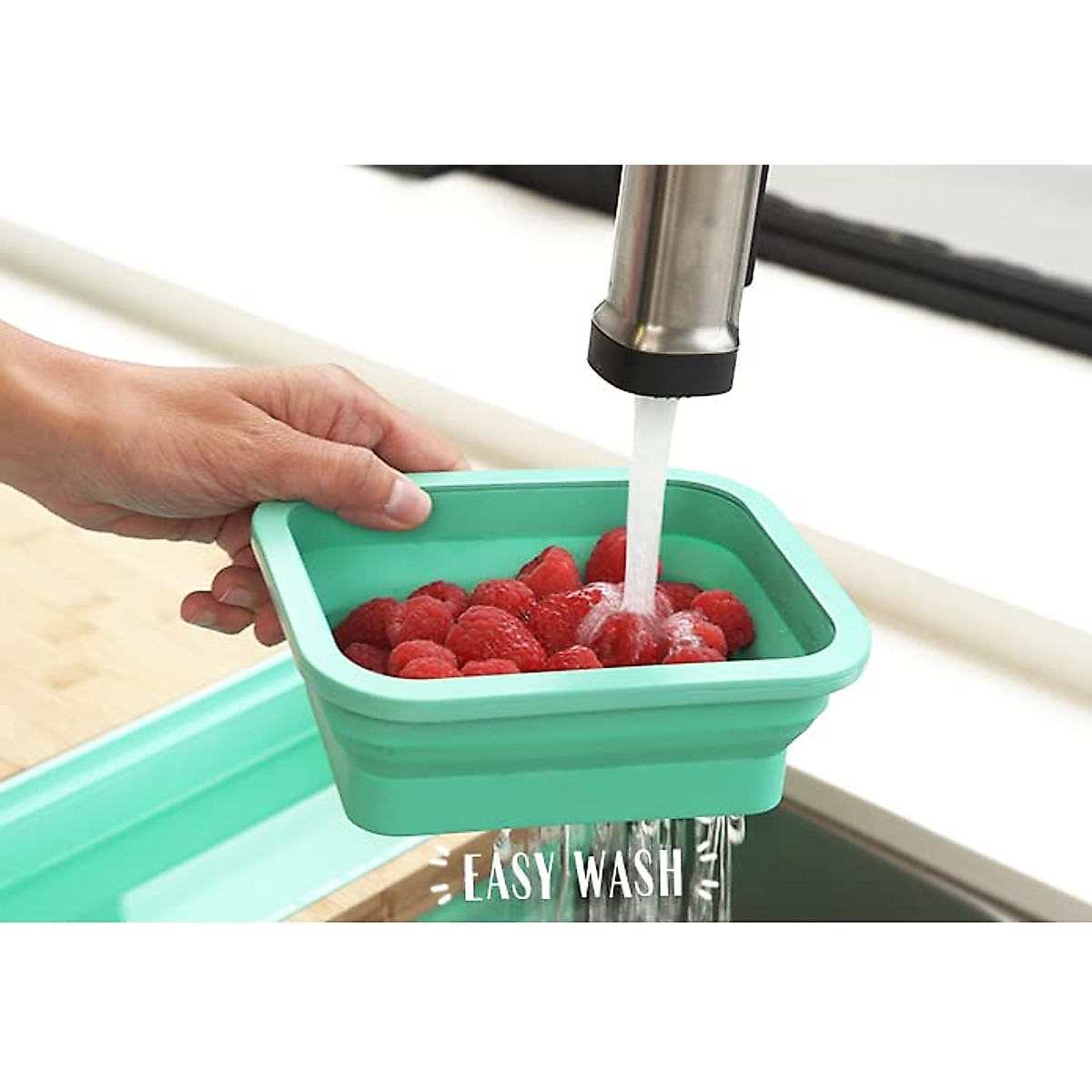 TidyBoard Meal Prep System - Bamboo Cutting Board - The Quick & Easy Meal Prep Solution, Teal