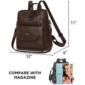 WYFJNX PU Leather Backpack Purse for Women Fashion Multipurpose Design Handbag Ladies Shoulder Bags Travel Backpack Coffee