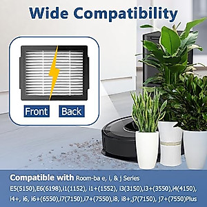 Filter Replacement for Roomba E I & J Series i7 i7+/plus i3 i3+ E5 E6 E7 i4 i6 i6+ i8 i8+ Vacuum Cleaners Parts, 6 Pack 4639161 High Efficiency Filters + 1 Cleaning Brush