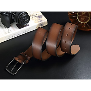 YOETEY Full Grain Leather Belts for Men - Black Belt Men 1.5" Width for Jeans - Thick & Durable with Extra Loop