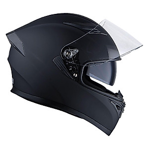 1STorm Motorcycle Street Bike Dual Visor/Sun Visor Full Face Helmet Mechanic Matt Black, Size Medium (55-56 CM,21.7/22.0 Inch)
