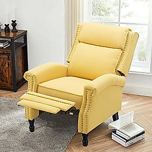 Altrobene Modern Accent Chair, Push Back Recliner Chair, Wingback Arm Chair for Living Room/Bedroom/Small Spaces, Yellow