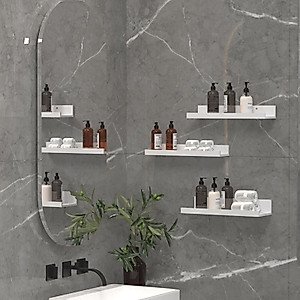 Giftgarden 16 Inch White Floating Shelves for Wall Mount, Modern Wood Wall Shelf Ledge for Bathroom Bedroom Living Room Kitchen Nursery Storage, Set of 3 Different Sizes