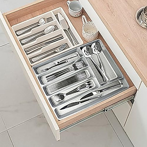 SUPPHOUS Silverware Drawer Organizer Tray, 6-Slot Large Utensil Drawer Organizer Cutlery Drawer Organizer, No-Slip Kitchen Utensil Organizer for Kitchen, Office, Bathroom (6 Slot)