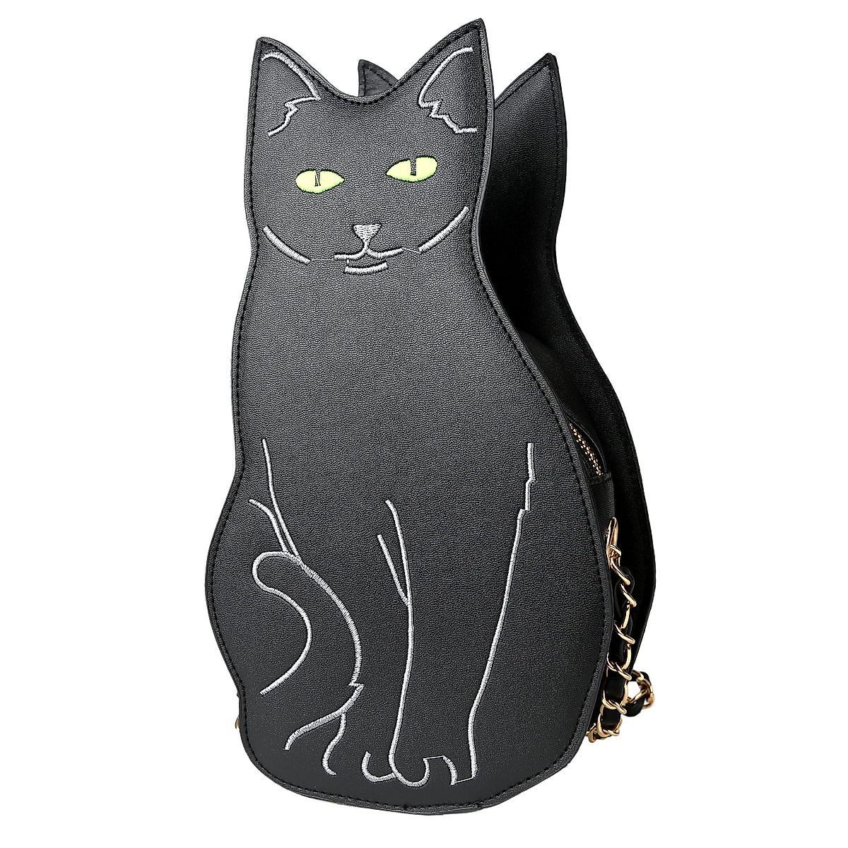 QiMing Cat Shoulder Purses,PU Lovely Pets CrossBody Bag for Girl Women(Black)