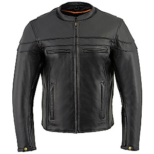 Milwaukee Men's Premium Leather Vented Scooter Jacket (Black, XX-Large)